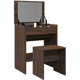 vidaXL Coiffeuse et tabouret ch&ecirc;ne marron 60x40x113,5 cm - Vidaxl