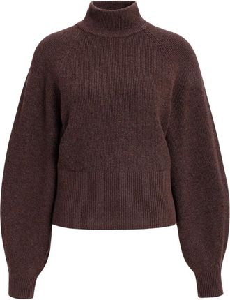 YaYa Yaya - Pull &agrave; col roul&eacute; et manches chauve-souris - Femme - Pulls - Brun - Taille: 38 FR