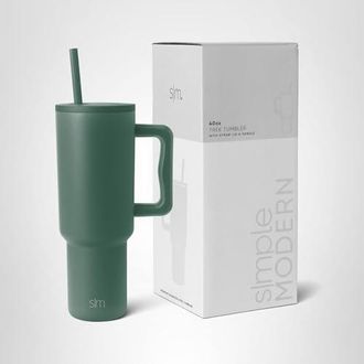 Simple Modern Mug Isotherme avec Poignée et Paille | Gourde Isotherme en Acier Inoxydable | Vaso de viaje para café helado | Trek | 1180ml | Forest