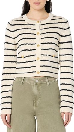 The Drop Bloom Gold Button Nautical Cardigan Strickjacken, Whisper White/Black, 3XL Große Größen