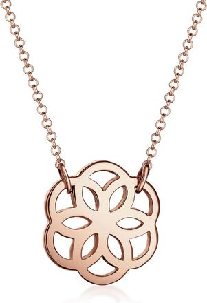 Elli Halskette Silber 925 Ros&eacute; 18K Vergoldet Ornament Lebensblume Anh&auml;nger Kette Damen Schmuck Geschenke f&uuml;r Frauen M&auml;dchen Mama Freundin, Boho Silberkette