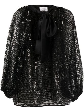 Phaeonia blouse &agrave; ornements en sequins - Noir