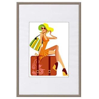 Woltu Cadre Photo 13x18 cm avec Passe Partout, Cadre et Plaque en Plastique pour D&eacute;coration Murale ou sur Table, &agrave; Poser Horizontalement ou Verticalement, A