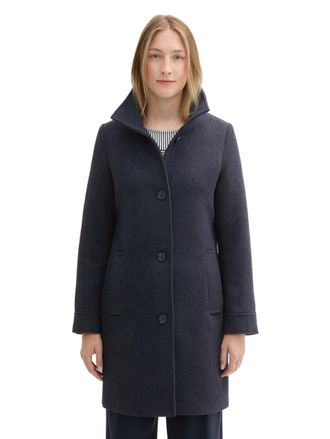 Tom Tailor Damen 1042902 Mantel mit Stehkragen, 35927-Navy Melange Twill Structure, XXL