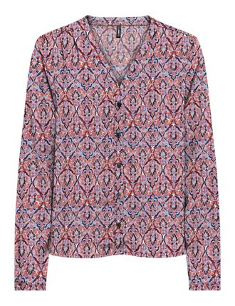 Only Damen Onlnova Life Elite L/S Malou Top, Red Orange/AOP:591 Soul, X-Small