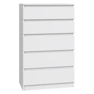 Selsey Kommode Malwa 109,5 x 70 x 40 cm - F&uuml;nf Ger&auml;umige Schubladen - Grifflose Front - Robuste Laminierte Spanplatte 16 mm - Wei&szlig;es Design - Ideal f&uuml;r Schla