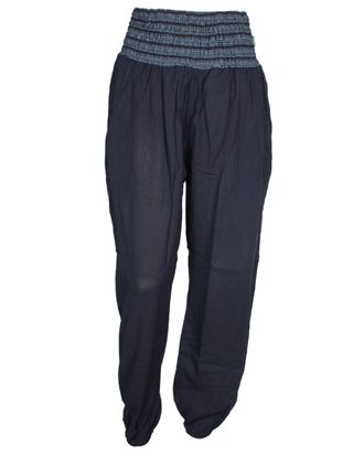 vishes Alternative Bekleidung - Leichte Damen Chino Haremshose mit dehnbarem Bund Taschen schwarz
