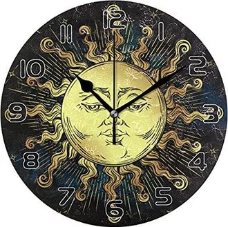 TropicalLife COZYhome Horloge murale moderne avec motif de soleil tribal et peinture - Silencieuse - Fonctionne &agrave; piles - Pour salon, chambre &agrave; coucher, cuisine, b