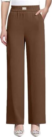 Generic Pantalon &agrave; jambes larges pour femme - Taille haute - Pantalon long en tissu - Coupe droite - A&eacute;r&eacute; - Pantalon de sport - Pantalon de loisirs - Pantalon