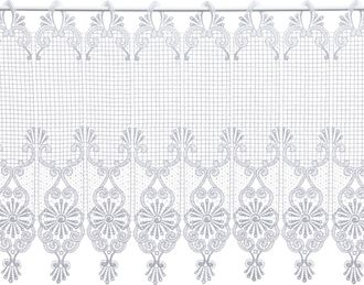 Plauener Spitze by Modespitze, Store Bistro Gardine Scheibengardine mit Stangendurchzug, hochwertige Stickerei, Höhe 45 cm, Breite 144 cm, Weiß