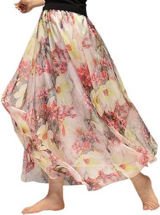 Generic Robes boh&egrave;me 2026 pour femmes, printemps/&eacute;t&eacute;, style boh&eacute;mien, taille haute, jupe longue imprim&eacute;e, jupe longue de plage et, rouge brique, Taille unique