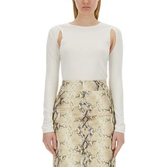 Helmut Lang Cut-Out Baumwollpullover - - Tops - Damen - Wei&szlig; - L