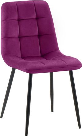 Clp Esszimmerstuhl Antibes | Samt | Gepolstert | Küchenstuhl | Metallbeine mit Bodenschonern | Belastbar bis 150 kg, Farbe:lila