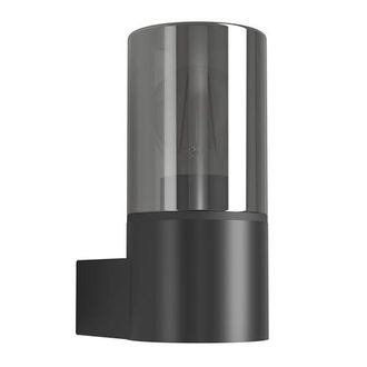 Eglo Wandleuchte au&szlig;en Cropani, Au&szlig;enlampe mit Rauchglas Zylinder, Au&szlig;enleuchte Hauswand, Kunststoff und Glas in Schwarz, E27 Fassung, IP54