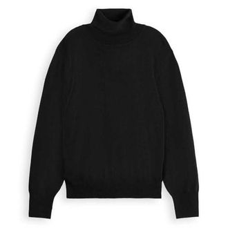 Scotch & Soda Womens Core Roll Neck Relaxed Pullover Sweater, Black, M