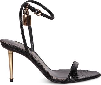 Tom Ford Femme, Chaussures, Noir, Taille: 39 EU Printed Python Padlock Sandal
