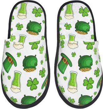 Generic Respirant Pantoufles Hommes Tr&egrave;fle de la Saint-Patrick Chaussures Classiques Chaussons en Feutre pour Homme Femme Adulte L