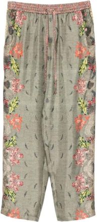 Pierre-Louis Mascia Femme, Pantalons, Multicolore, Taille: 42 FR Pantalon Corsaire &agrave; Cordon de Serrage Floral