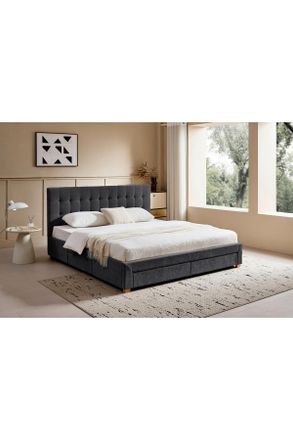 Boxxx Polsterbett, Dunkelgrau, Holz, Pappel,Eiche, massiv, 140x200 cm, mit Schubk&auml;sten, in verschiedenen Gr&ouml;&szlig;en erh&auml;ltlich, Schlafzimmer, Betten, Polsterbet