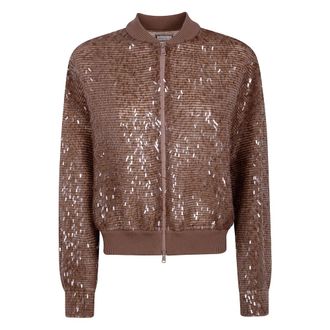 Brunello Cucinelli Femme, Pulls, Brun, Taille: 38 FR Zip Cardigan