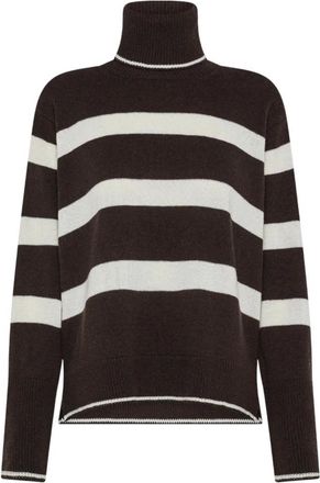Seventy Femme, Pulls, Brun, Taille: 42 FR Pull à col roulé rayé en laine dagneau Supergeelong
