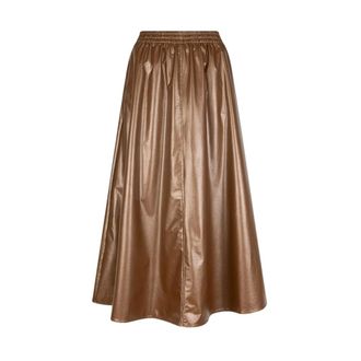Esqualo Femme, Jupes, Brun, Taille: 42 FR Jupe Longue en PU M&eacute;tallique Bronze