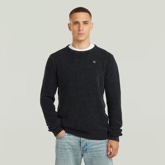 G-Star Garment Dyed Structure Knit - Schwarz - Herren