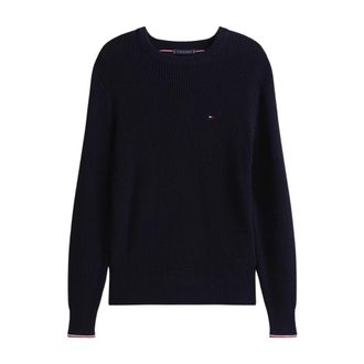 Tommy Hilfiger RWB Rippenstrick-Pullover mit Rundhalsausschnitt - - Knitwear - Herren - Blau - XL