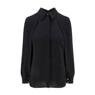 Elisabetta Franchi Schwarze Georgette Cape &Auml;rmel Hemd - - Blouses & Shirts - Damen - Schwarzk - M