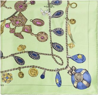 Versace unisex, Accessoires, Vert, Taille: ONE Size Foulard en Twill de Soie Imprim&eacute; 90 cm