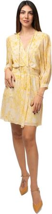 Patrizia Pepe Femme, Robes, Jaune, Taille: 40 FR Soft Floral Print Dress