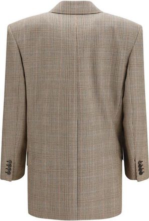 Saint Laurent Prince of Wales Wool Blazer - Beige