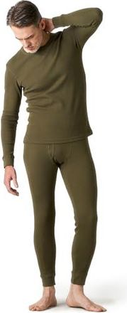 Lapasa Ensemble de sous-Vêtements Thermiques Homme Tissu Gaufré en Coton Chaud Haut Maillot de Corps & Pantalon Bas Automne Hiver Épaisseur Moyenne M60 Olive