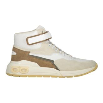 Ferragamo Homme, Chaussures, Beige, Taille: 44 EU Baskets montantes &eacute;l&eacute;gantes avec inserts en tissu
