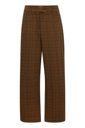 Ichi IHKate Damen Hose Stoffhose Pants gerader Schnitt mit Eingrifftaschen G&uuml;rtelschlaufen Loose fit, Gr&ouml;&szlig;e:L, Farbe:Monks Robe Check Jacquard (203791)