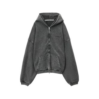 Alexander Wang All-over Crystal Oversized Zip Up Hoodie