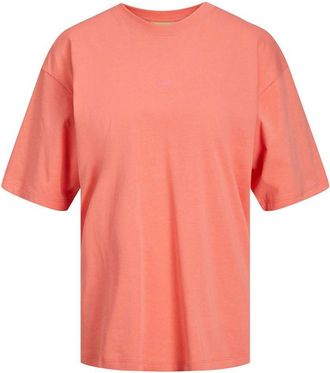 Jack & Jones Damen Jxandrea Loose Ss Every Logo Tee Noos, Peach Echo/Print:carmine Rose Logo, XS