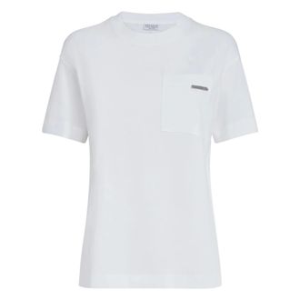 Brunello Cucinelli Femme, Tops, Blanc, Taille: 44 FR T-Shirt