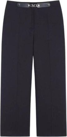 Max Mara Femme, Pantalons, Bleu, Taille: 34 FR Pantalon Tailleur Jambe Droite avec D&eacute;tail Logo &agrave; la Taille