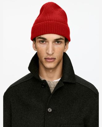 Arket Rippstrick-Beanie Aus Wollmischung -Rot
