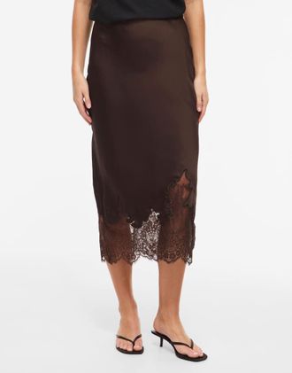 Vila Jupe mi-longue - Marron chocolat