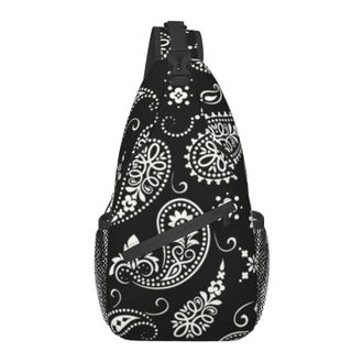 AOOEDM Anti-Diebstahl-Schultertasche, für Schwarz-Weiß-Paisley, Schulter-Crossbody-Rucksack, wasserdichte Brusttasche, Leichter, lässiger Tagesrucksack für R