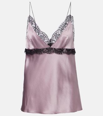 Nina Ricci Top aus Satin mit Spitze