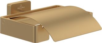 Villeroy & Boch Toilettenpapierspender Villeroy & Boch Elements, Striking mit Deckel, Toilettenpapierspender zur Wandmontage, Messing, rechteckig, geb&uuml;rstetes Gold