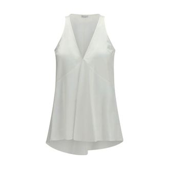 Brunello Cucinelli Cotton-Silk Blend Tank Top - White