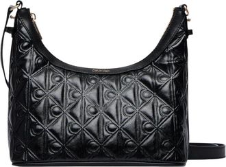 Calvin Klein Sac &agrave; bandouli&egrave;re Emblem AOP gaufr&eacute; - Femme - Sacs - Noir - Taille: ONE Size