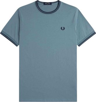 Fred Perry Contrast Ribeted Tee - - Tops - Herren - Blau - L