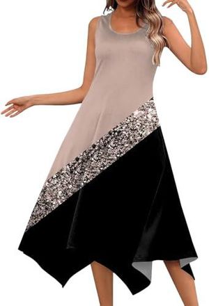 Generic Robes boh&egrave;me 2026 pour femmes, robe trap&egrave;ze d&eacute;contract&eacute;e sans manches, imprim&eacute; floral, col rond, tenue quotidienne, printemps, &eacute;t&eacute;, automne, confortab