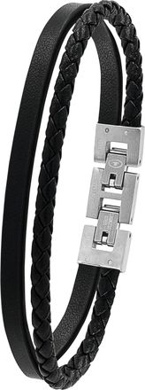 Tom Tailor Tom Tailor Armband für Herren, Edelstahl und Leder, 20+1,5 cm, schwarz, Geschenkidee, Armschmuck, Herrenschmuck, 2100697