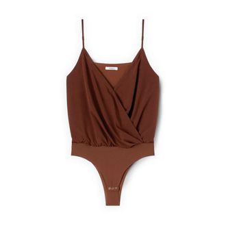 Motivi Body aus Cr&ecirc;pe de Chine mit Wickeloptik - - Tops - Damen - Braun - XL